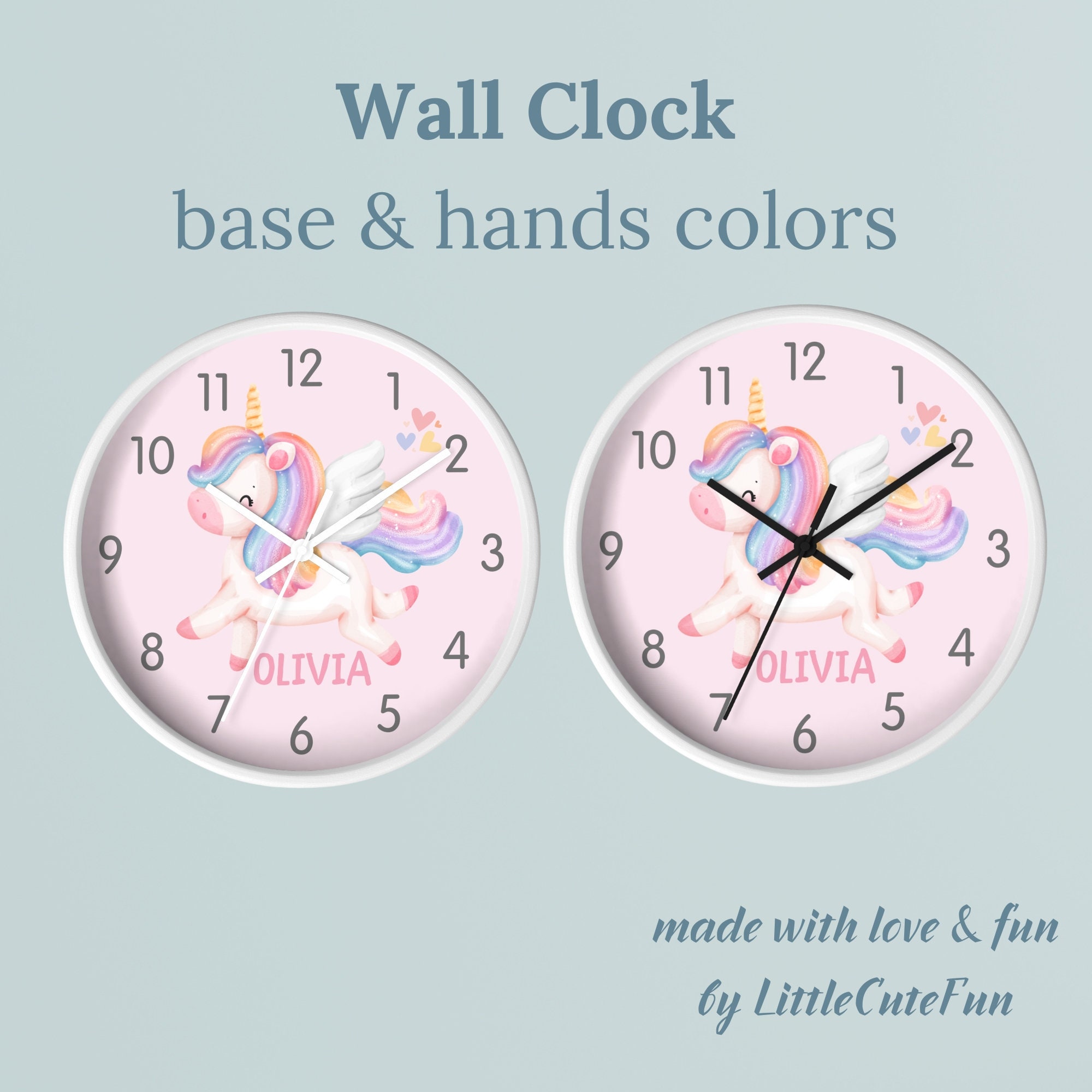 Personalized Clock for Kids Unicorn Wall Clock Unicorn Wooden Nursery ...
