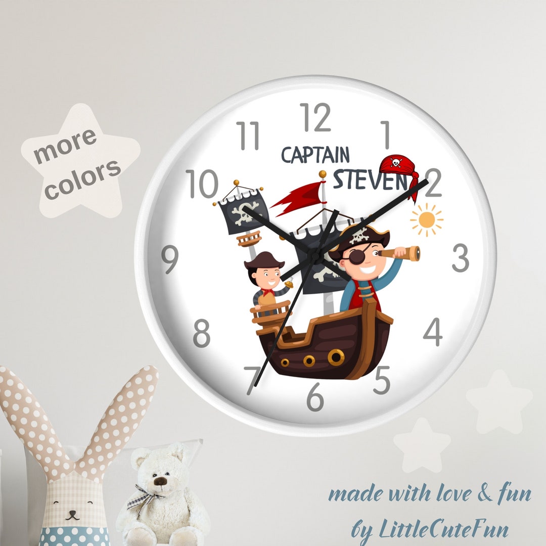 Personalized Clock Pirate Wall Decor Pirate Bedroom 4 Year Old Boy 5 ...