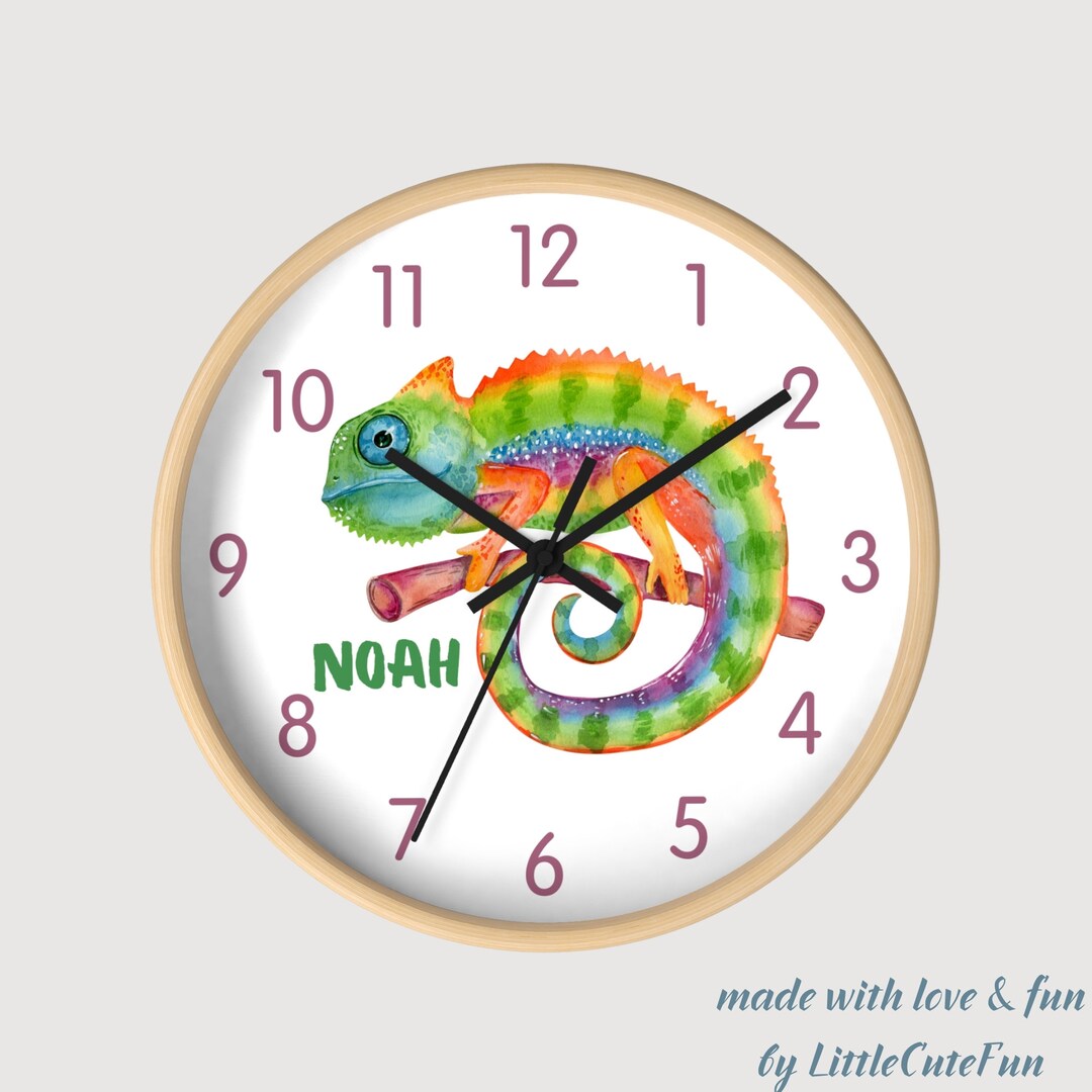 Personalized Clock Lizard Wall Decor Reptile Nursery Clock for Kids for ...