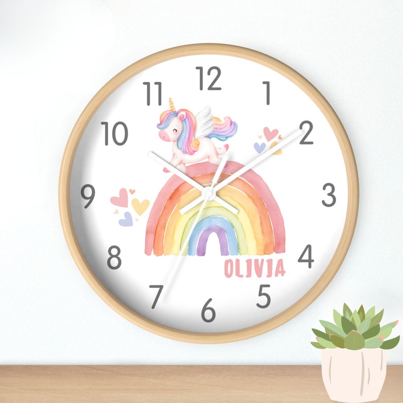 Kids Personalized Clock Rainbow Clock for Kid Room Nursery Clock ...
