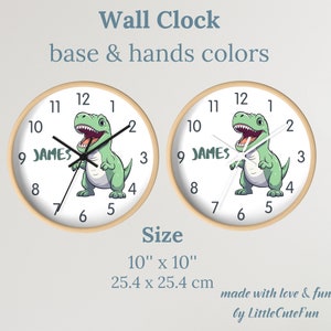 Personalized Clock Dino Wall Decor Dinosaur Nursery Clock Tyrannosaurus ...