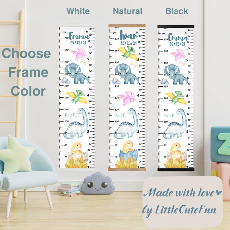Dino Growth Chart Dinosaur Height Chart for Kids Personalized Gift 1 ...