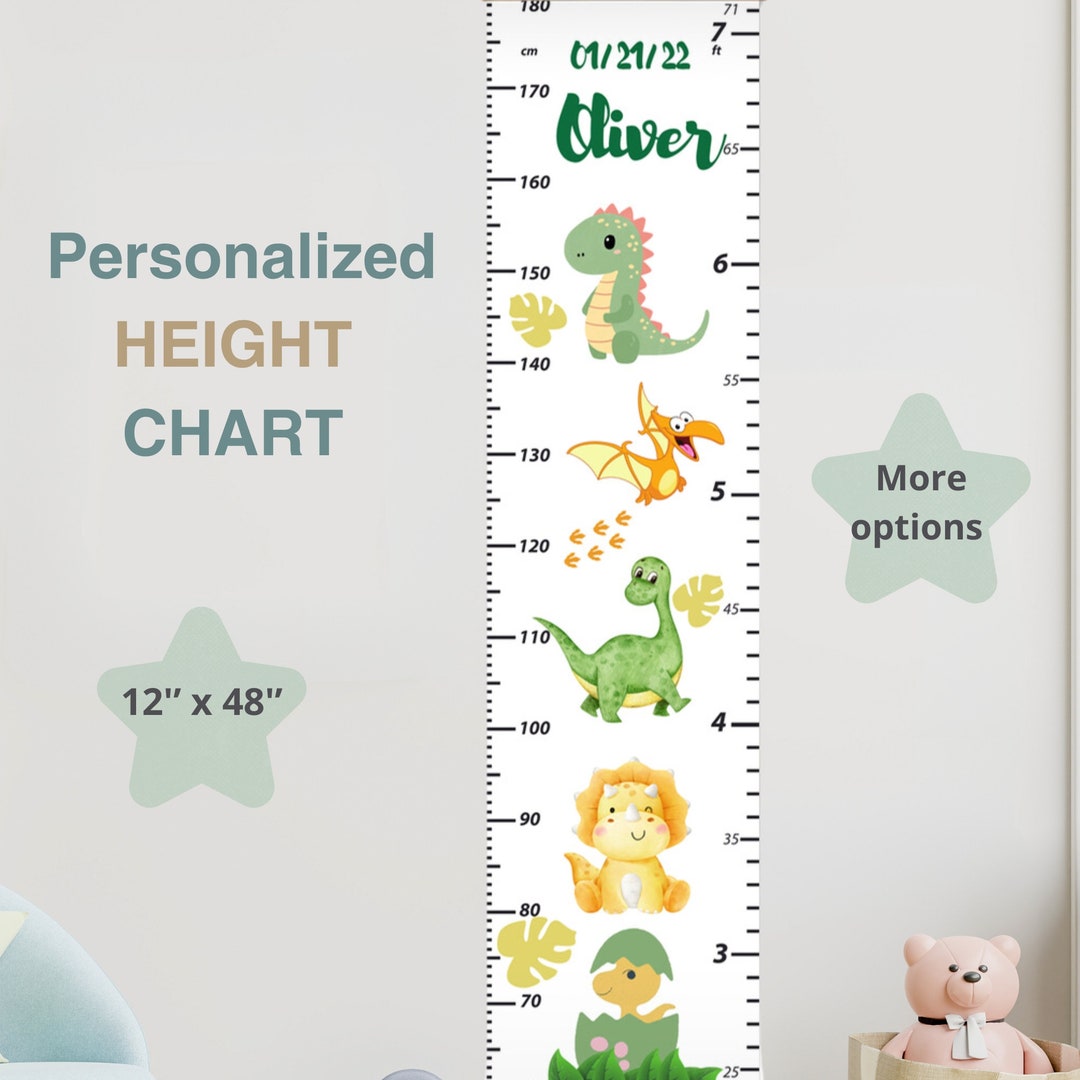 Growth Chart Dinosaur Dino Height Chart for Kids Dino Baby Shower Dino ...