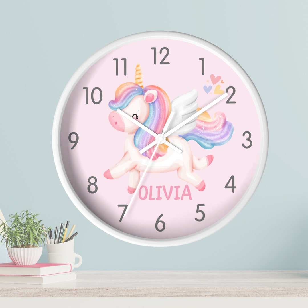 Personalized Clock for Kids Unicorn Wall Clock Unicorn Wooden Nursery ...