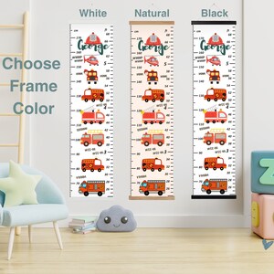 Growth Chart Fire Truck Bedroom Wall Decor Gift Fire Station Height ...