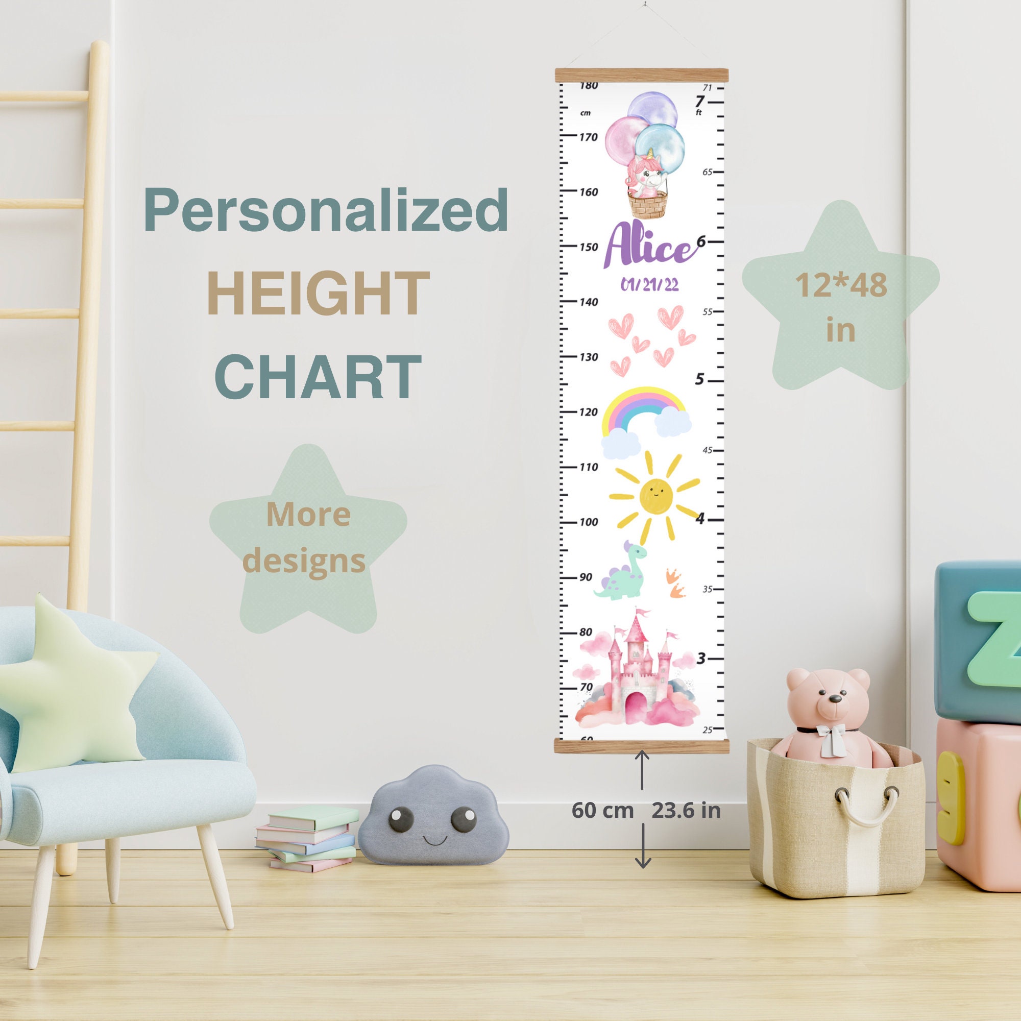Growth Chart Height Chart for Kids Family Height Chart Kids Grows Chart ...