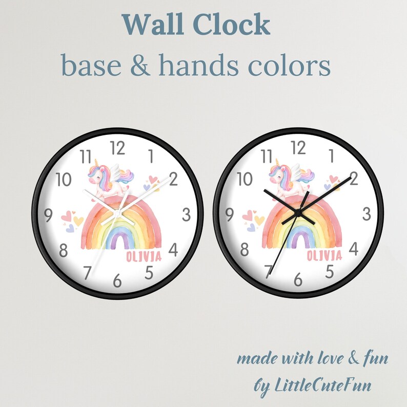 Kids Personalized Clock Rainbow Clock for Kid Room Nursery Clock ...