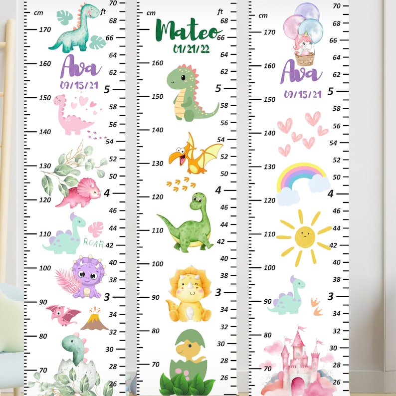 Dino Growth Chart Dinosaur Height Chart for Kids Family Height Chart ...