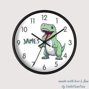 Personalized Clock Dino Wall Decor Dinosaur Nursery Clock Tyrannosaurus ...