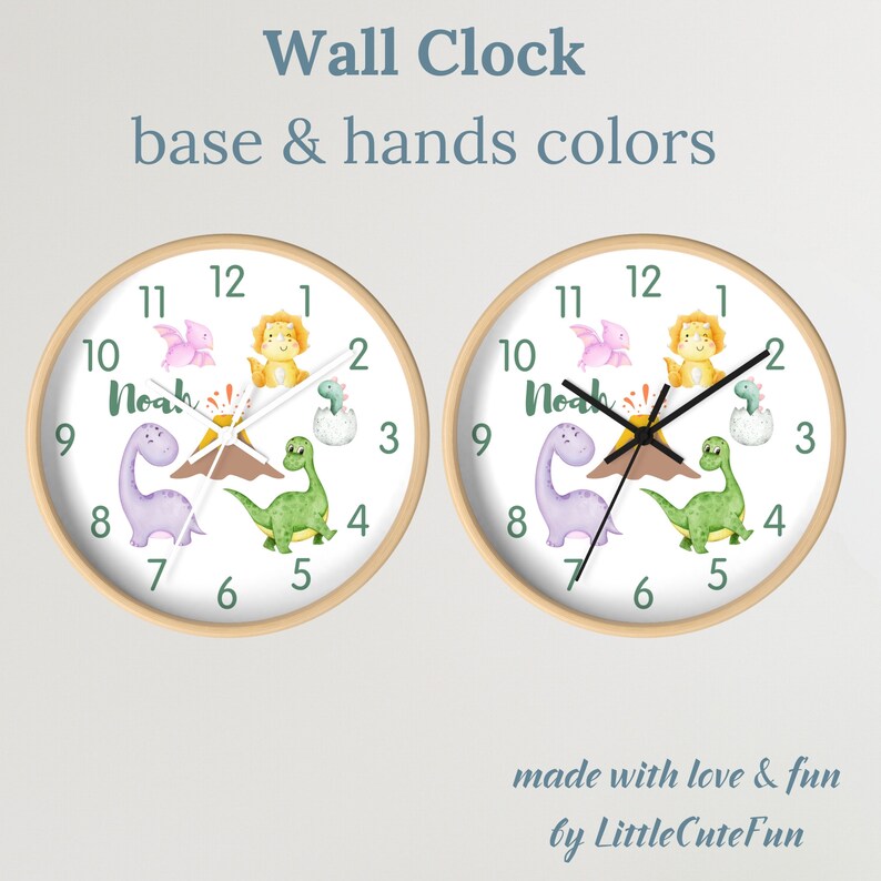 Nursery Clock Dino Personalized Clock for 1 Year Old Boy Gift 2 Year ...