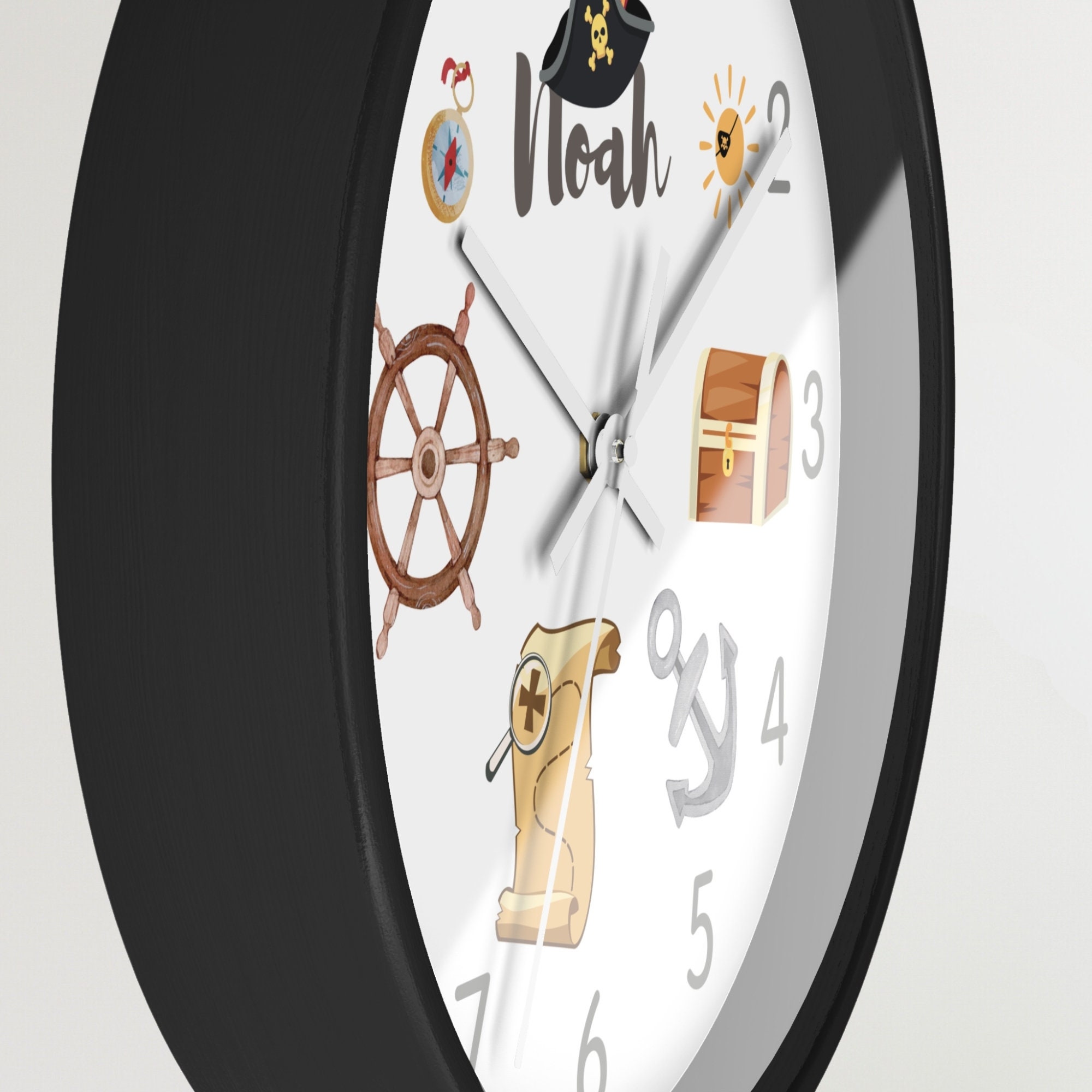 Personalized Kids Clock Pirate Room Decor Nursery Wall Clock for Kids ...
