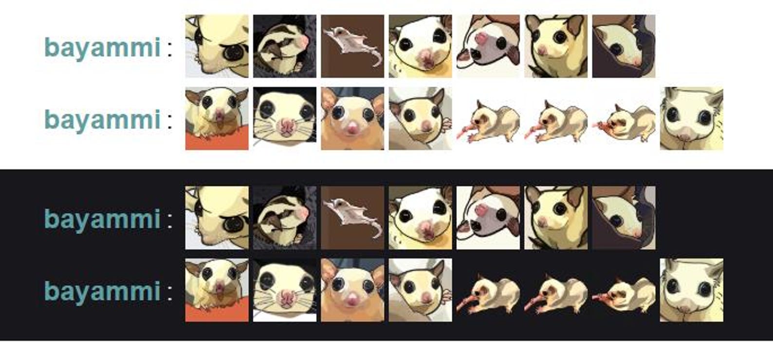 Silly Sugar Glider Meme Emotes for Twitch, Youtube, Kick (14 + 1 ...