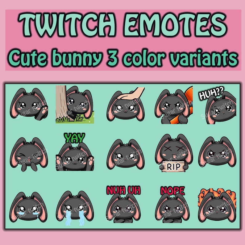 Cute Kawaii Lop Bunny Rabbit Emotes for Twitch,youtube,kick, 1 of 3 ...