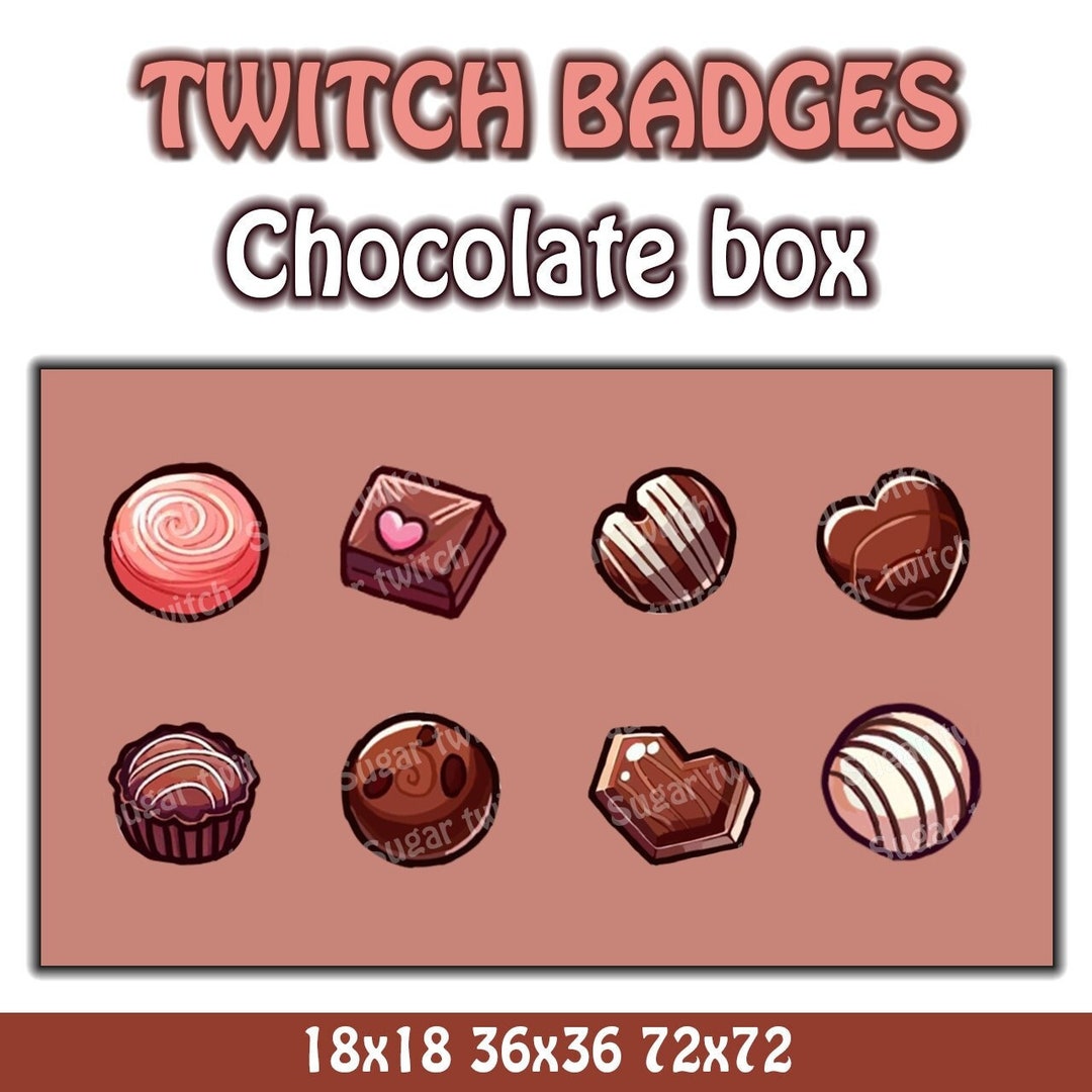 Cute Box of Chocolates Bonbon Twitch Sub/bit Badges 8pcs - Etsy