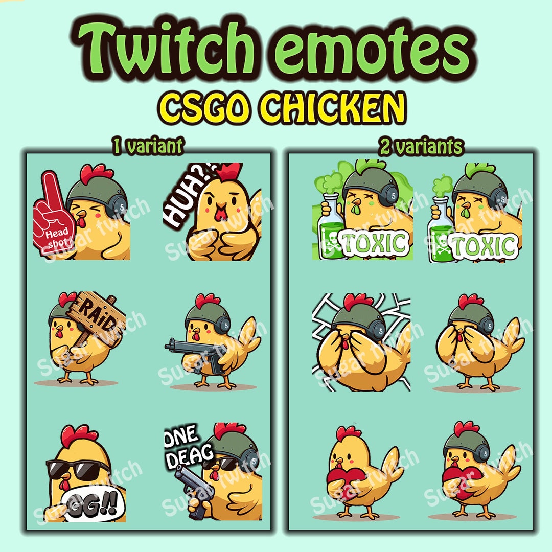 CSGO CS Twitch Sub Emotes, Cute CS Chicken Emotes for Twitch, Kick ...