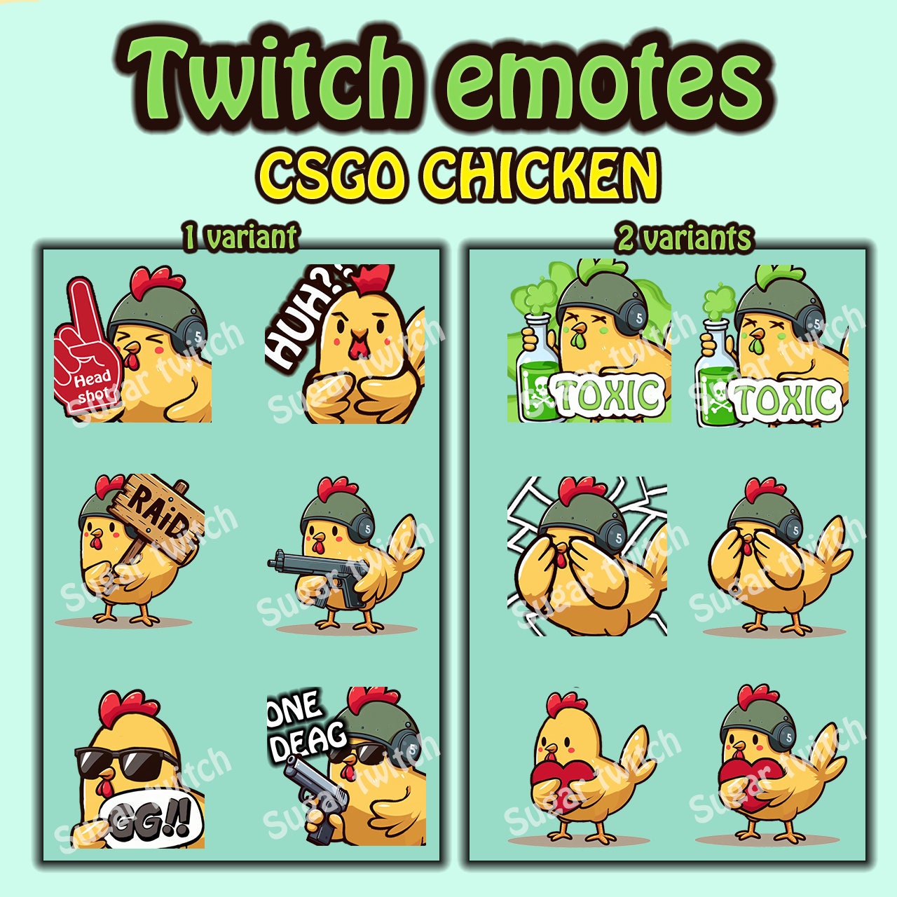 CSGO CS Twitch Sub Emotes, Cute CS Chicken Emotes for Twitch, Kick ...