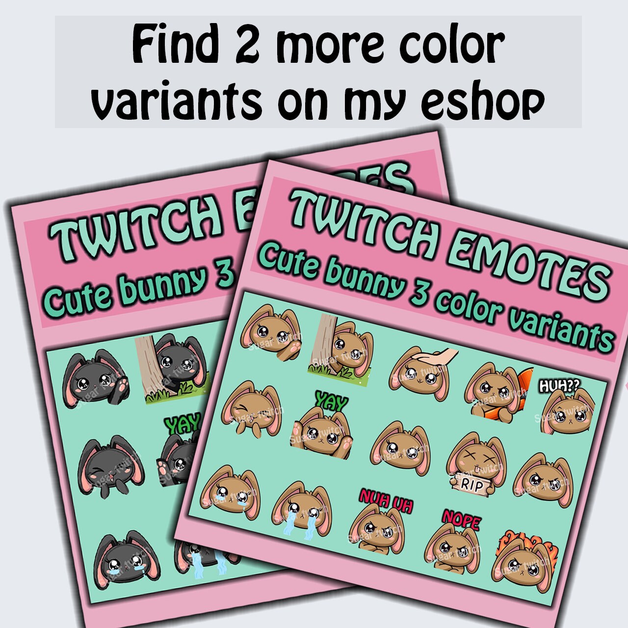Cute Kawaii Lop Bunny Rabbit Emotes for Twitch,youtube,kick, 1 of 3 ...