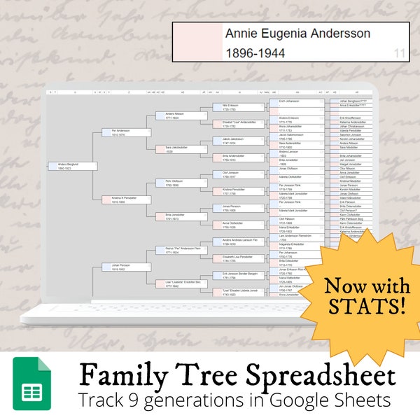 Google Sheets Family Tree Template - Etsy