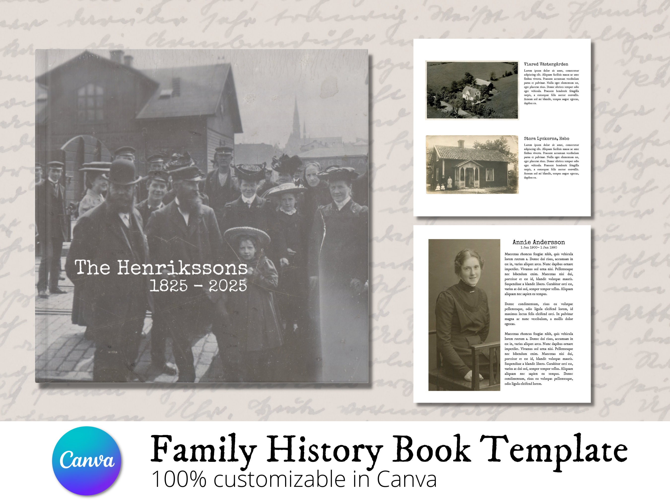 Square Family Ancestry Book Template A4 & Letter Size - Genealogy ...