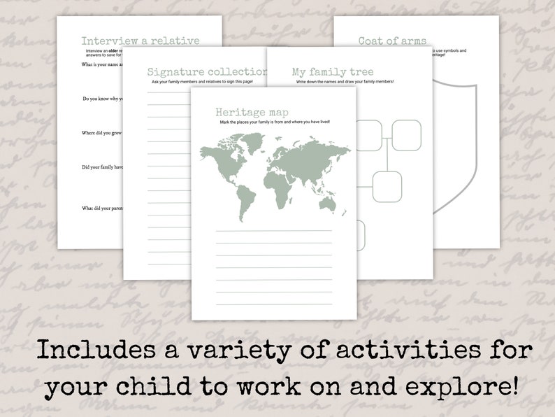 Genealogy Activity Book for Kids - Printable PDF - Family History ...