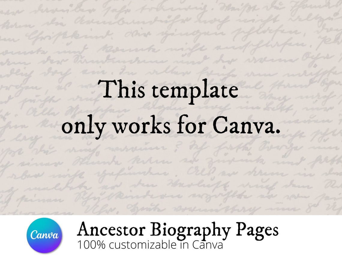 Ancestor Biography Pages Template A4 & Letter Size - Genealogy, Family ...