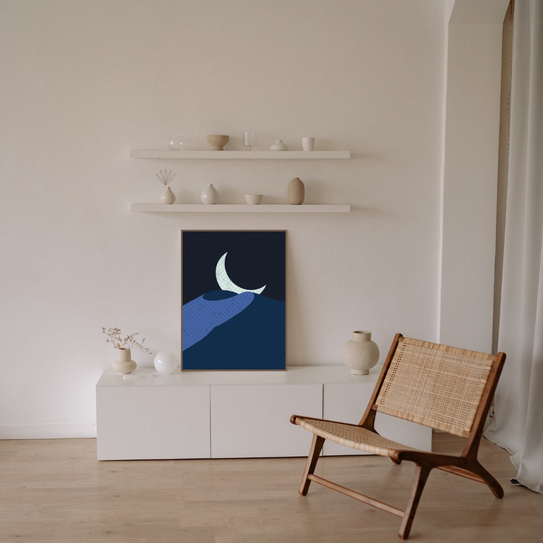 Crescent Moon Print Wall Art for Living Room, Bedroom - Etsy