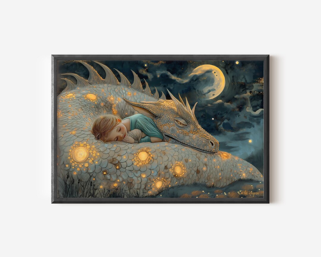 Nursery Wall Art, "mythical Friend," Nursery Protector, Fantasy, Cute ...