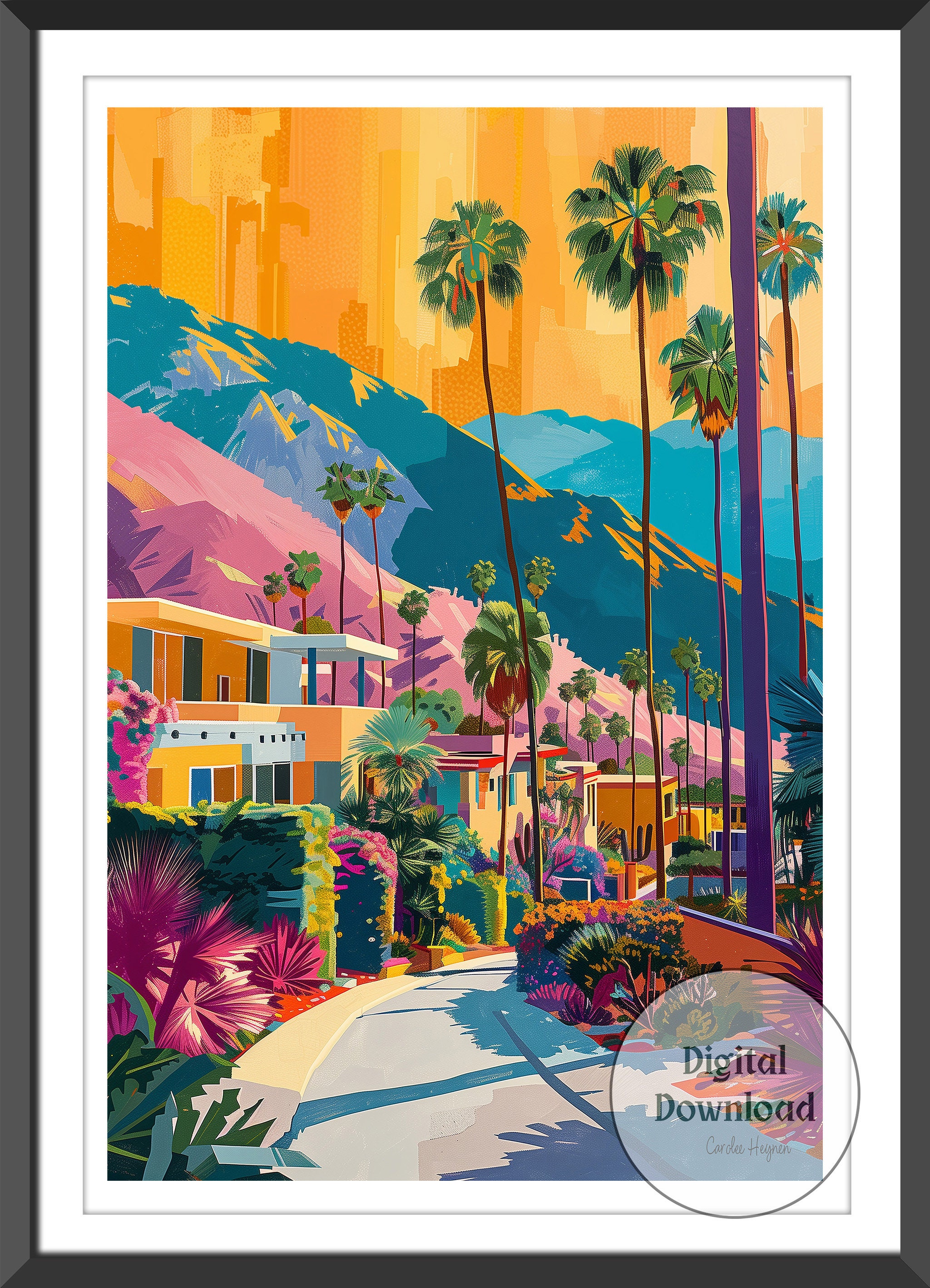 Palm Springs Digital Wall Art, "palm Panorama," Palm Springs Poster ...