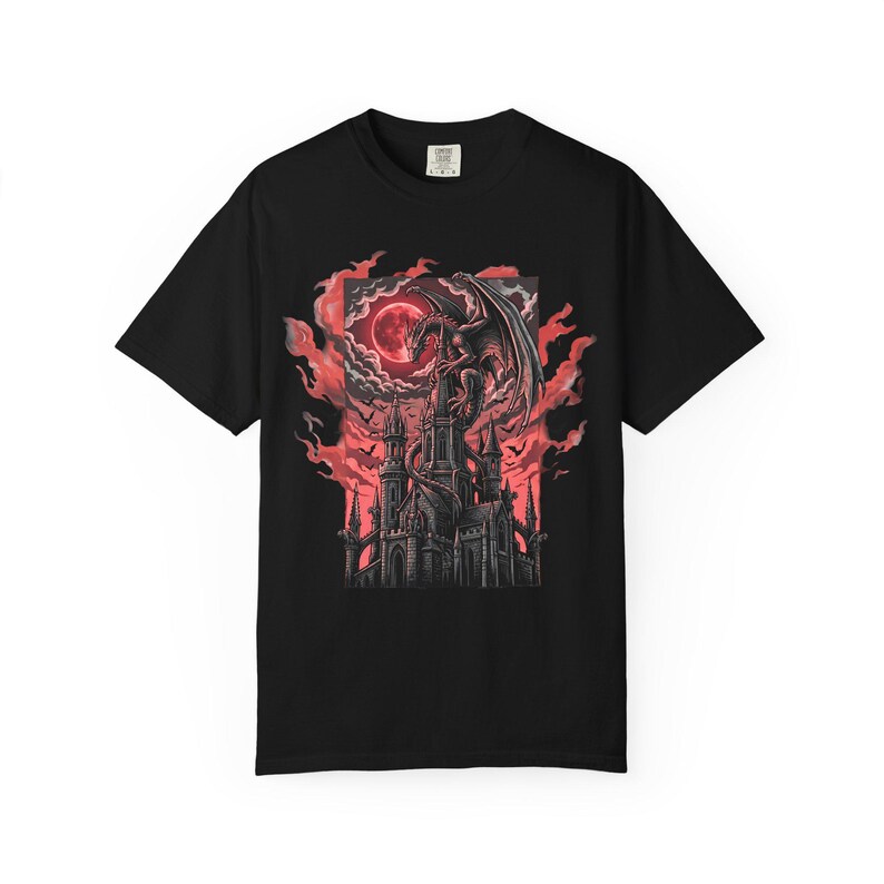 Dragon Castle Shirt • Dark Fantasy Gothic Tee • Retro 90s Medieval Art ...