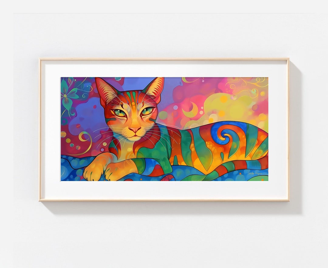 Panoramic Cat Poster Closeup Cat Cute Cat Wall Art Whimsical Cat, Cat ...