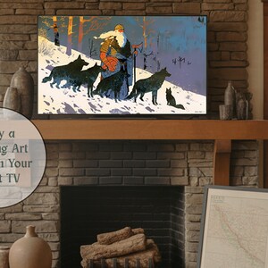 Viking Knight & Wolf Pack Panoramic Digital Art Download | Multiple ...