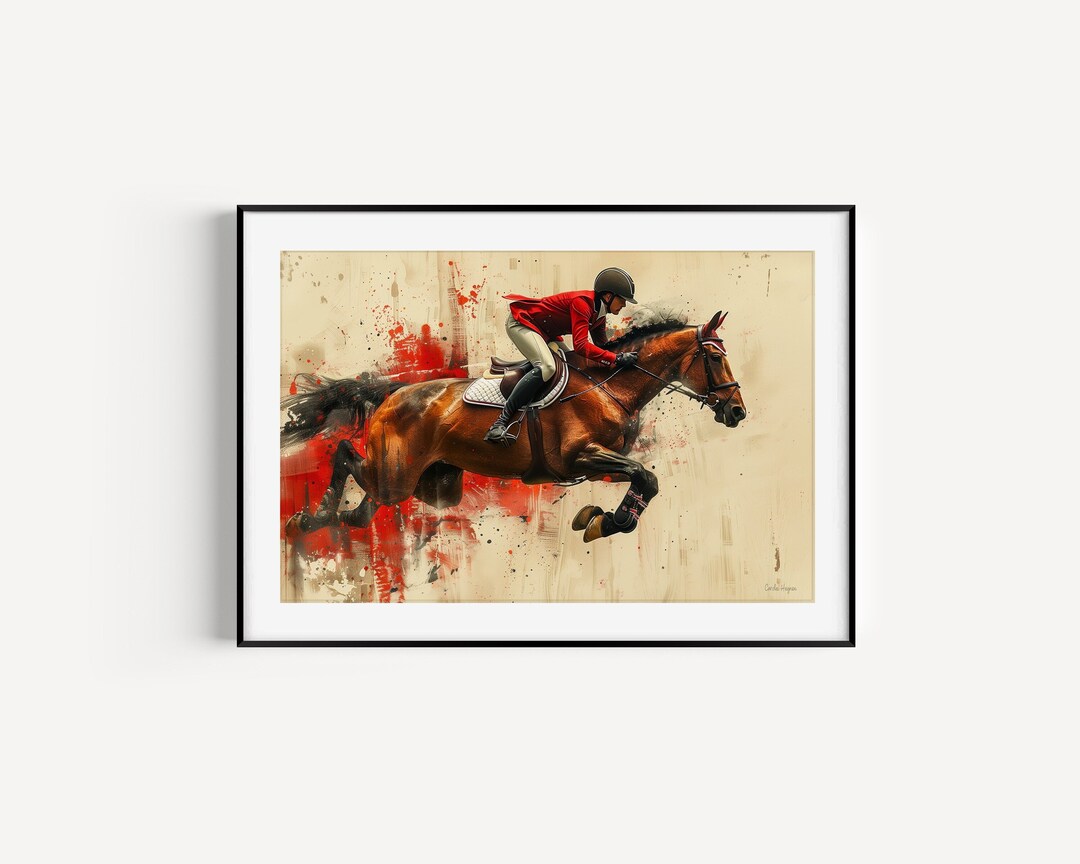 Horse Poster, "airborne", Equestrian Poster, Horse Wall Art, Horse ...