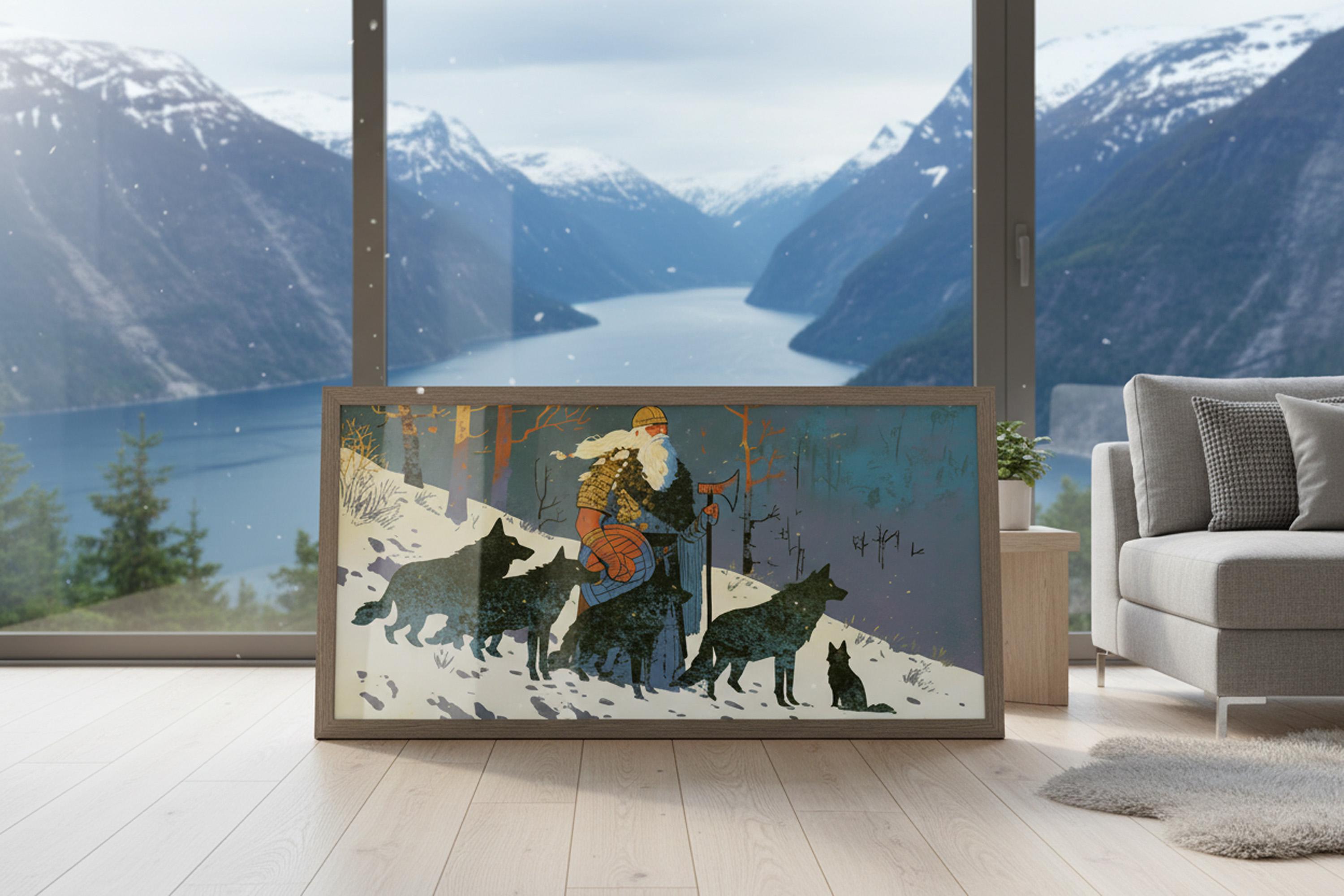 Viking Knight & Wolf Pack Panoramic Digital Art Download | Multiple ...