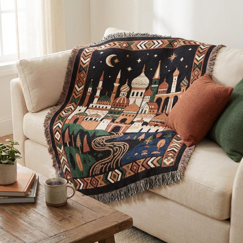 Tartaria Woven Blanket | Mythic Lost World Tapestry Throw | 100% Cotton ...