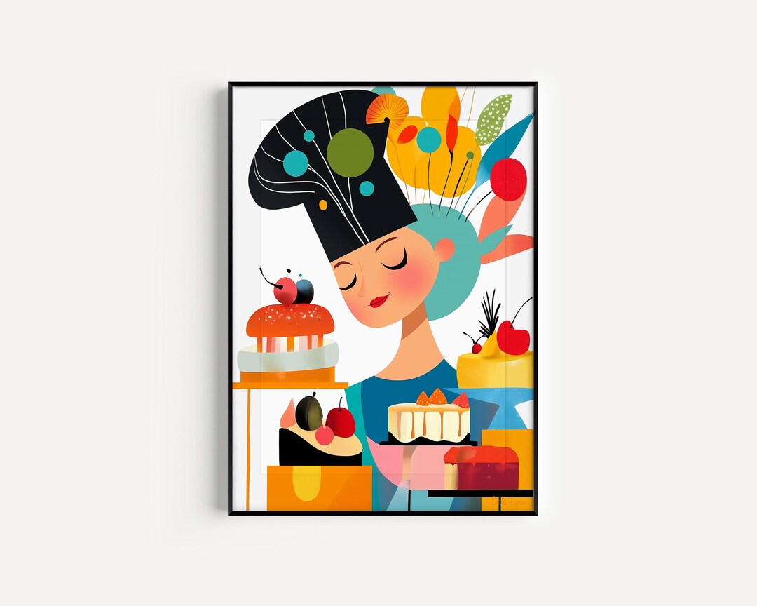 Whimsical Chef Print: Abstract Kitchen Art (digital Download) - Etsy