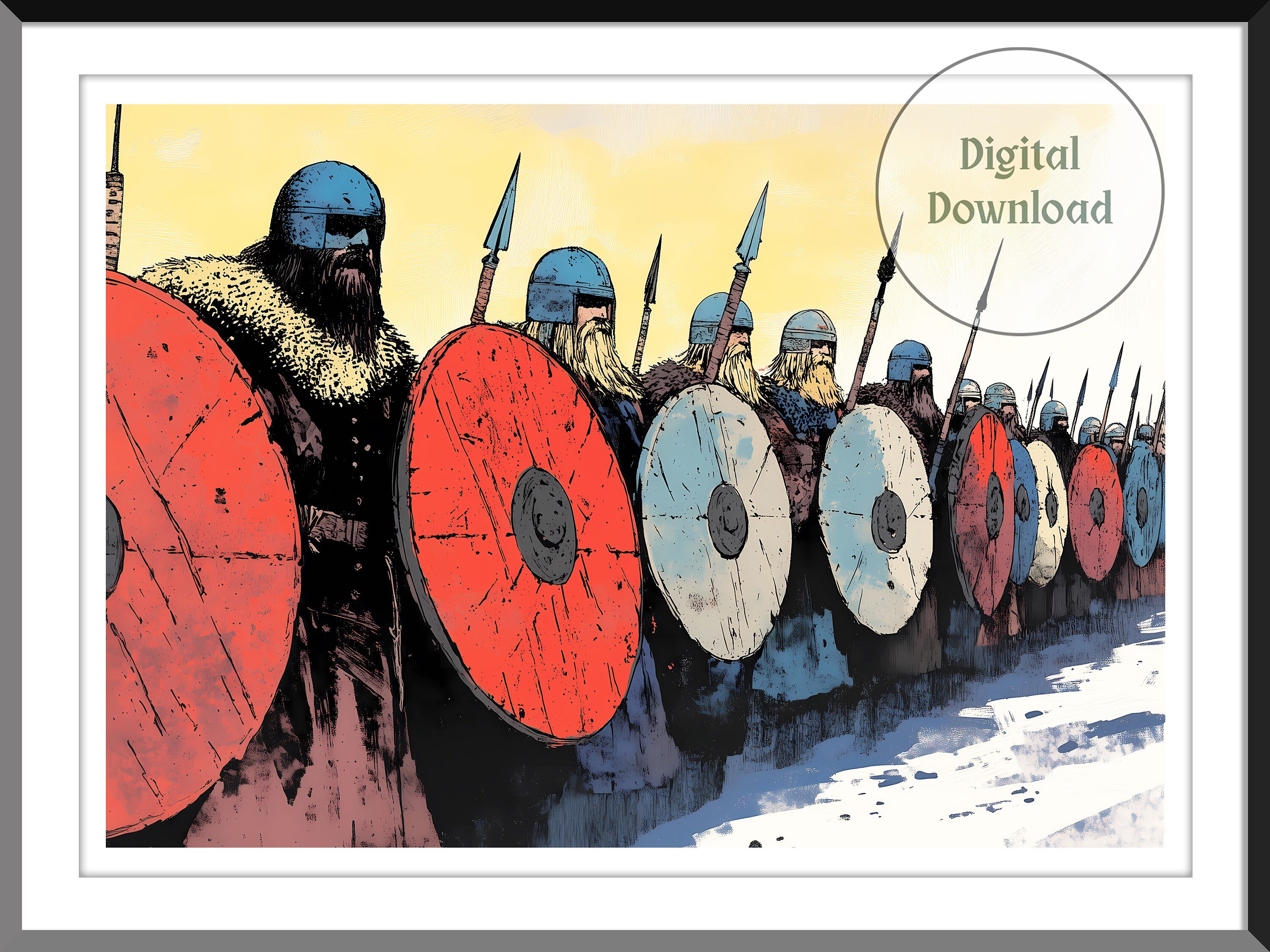Viking Warriors Comic Book Art Print: Norse Mythology, Man Cave Decor ...