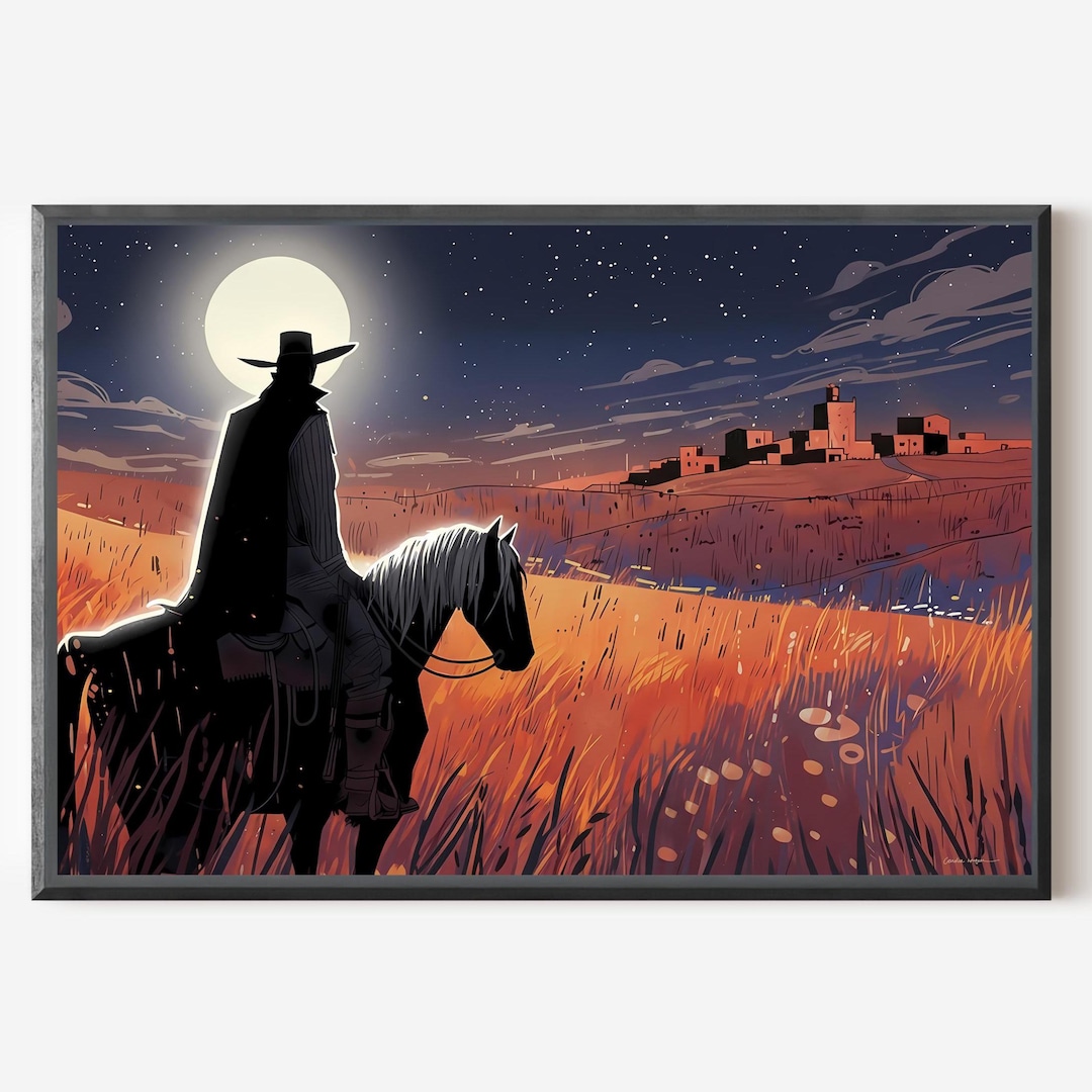 Moonlit Drifter Cowboy Poster – High Definition Western Art Digital ...