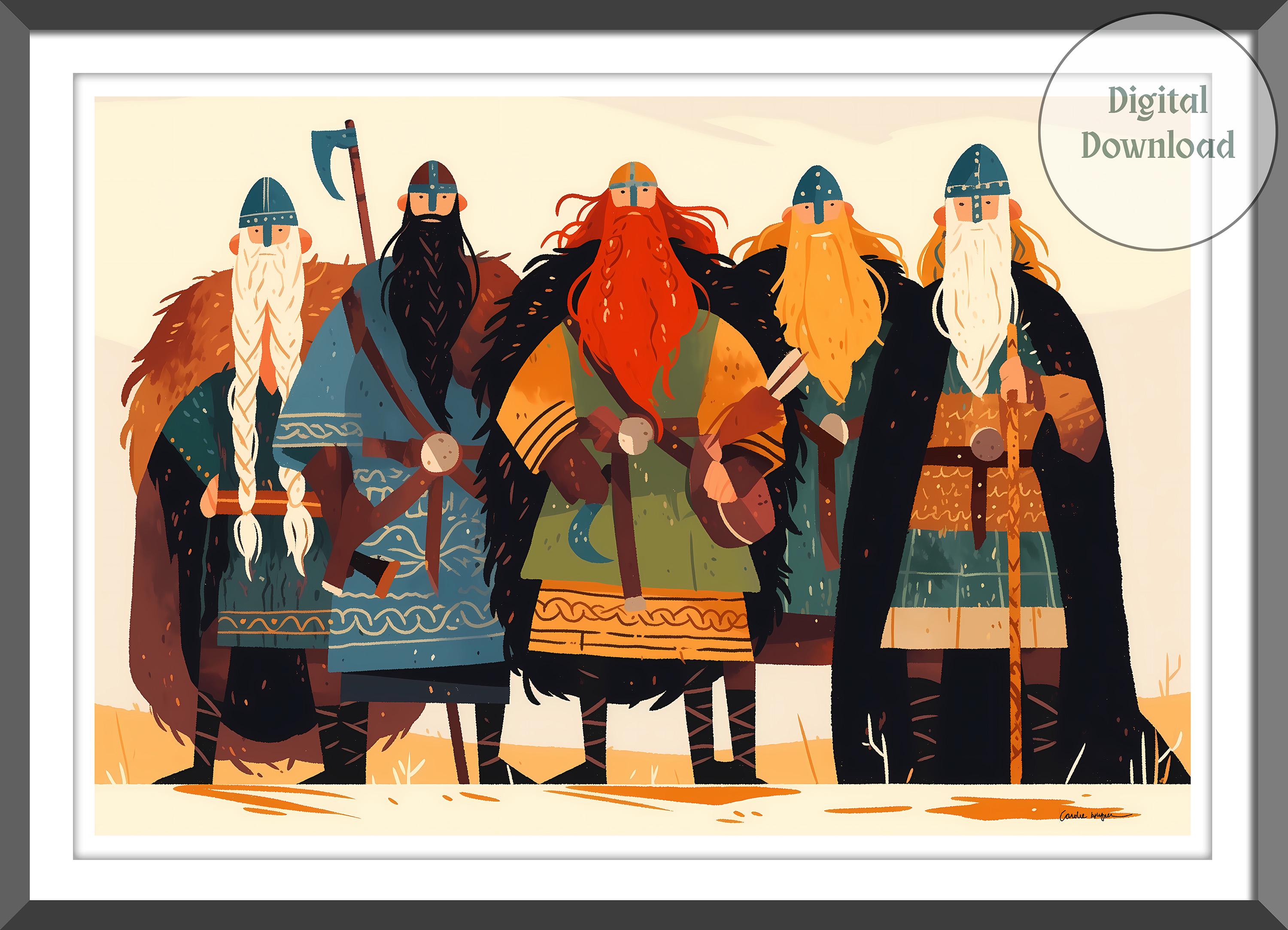 Viking Warrior Art Printable: Nordic Fantasy Characters (digital ...