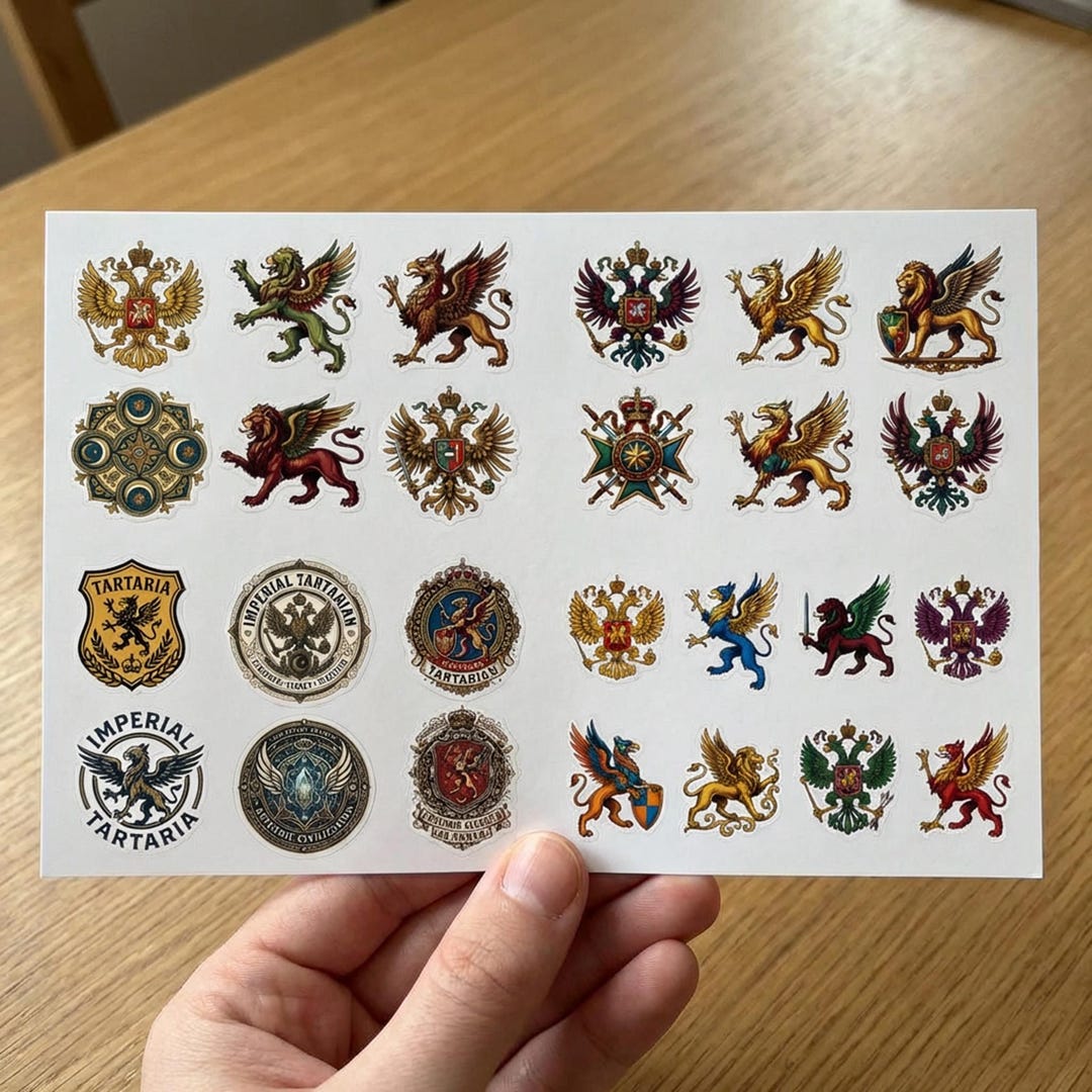 Tartaria Sticker Sheet: 26 Mythic Empire Heraldic Icons, Vinyl Decals ...