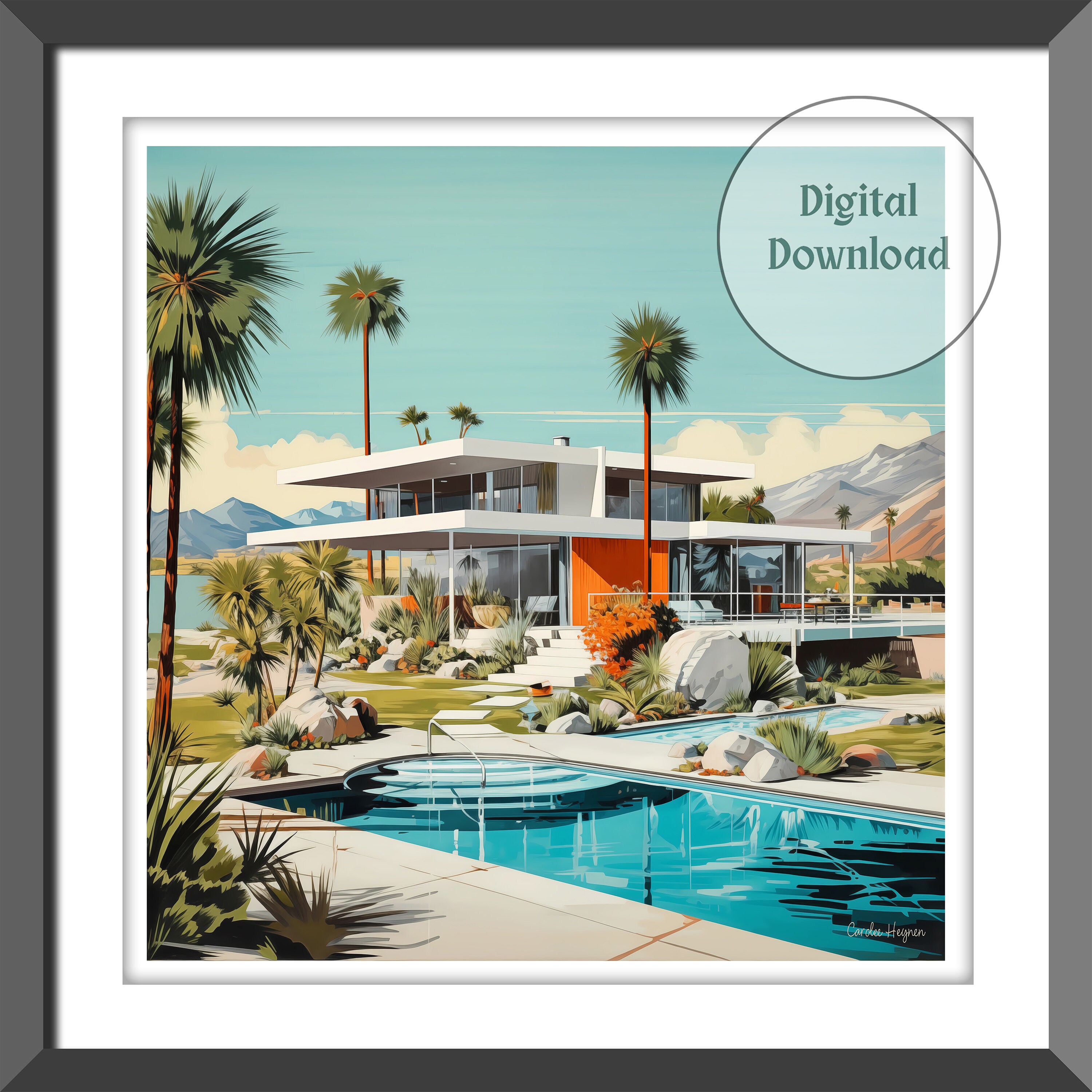 Palm Springs Poster, Architecture Print, Poolside Life, Palm Springs ...
