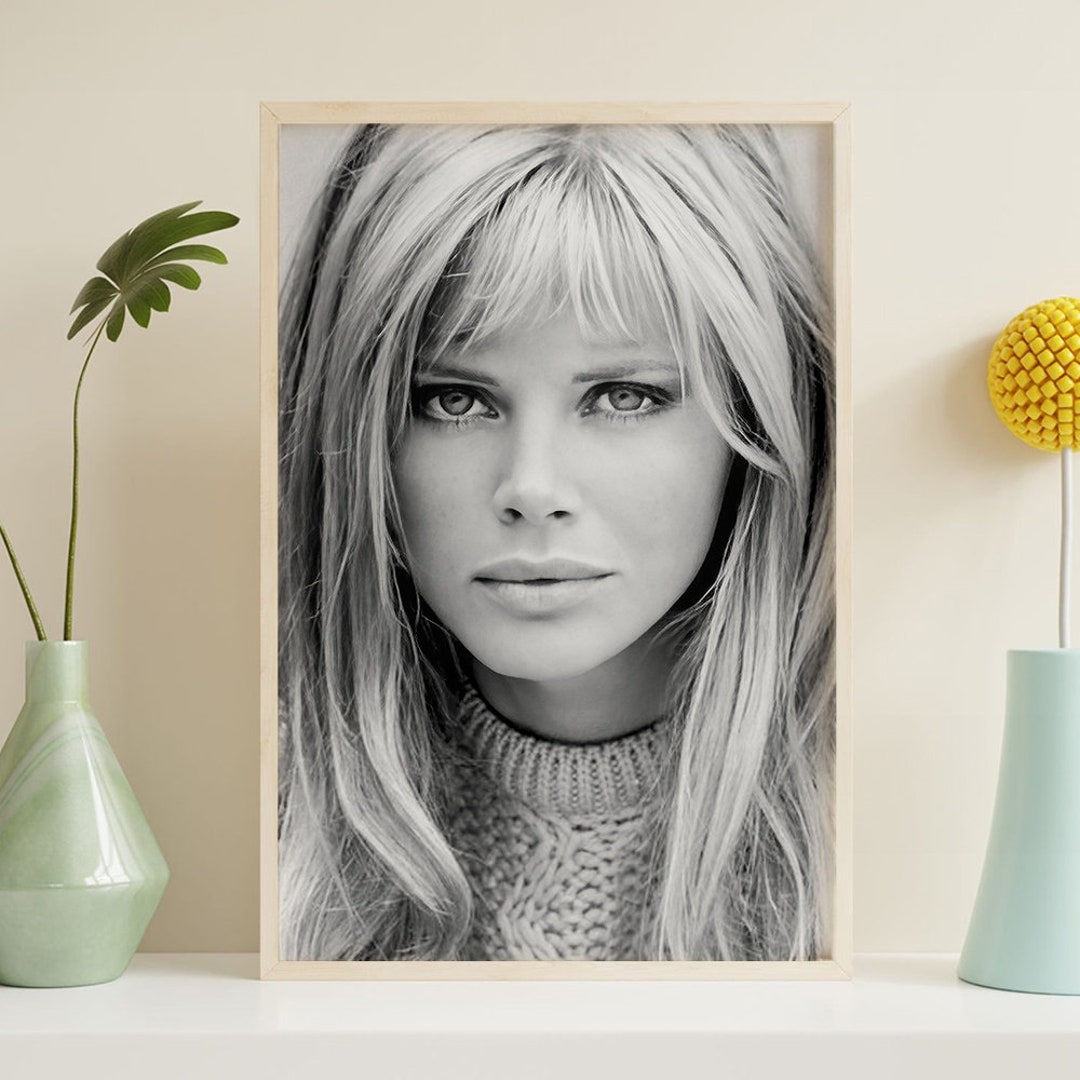 Brit Ekland 1960's Movie Star Retro Risque Monochrome Canvas Poster, HD ...