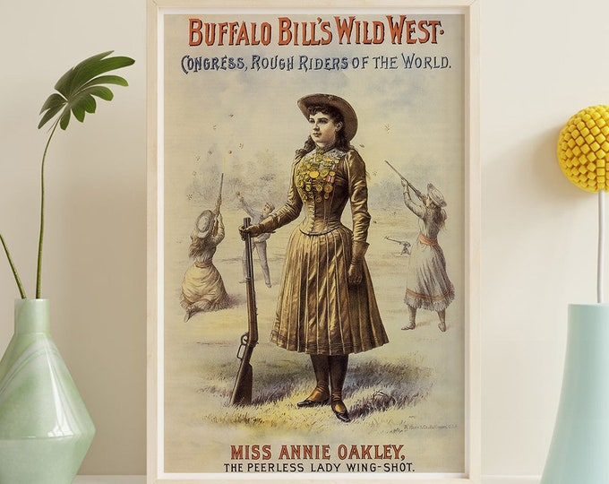 Annie Oakley Photograph Print Poster Vintage Western Wall Decor Gun ...