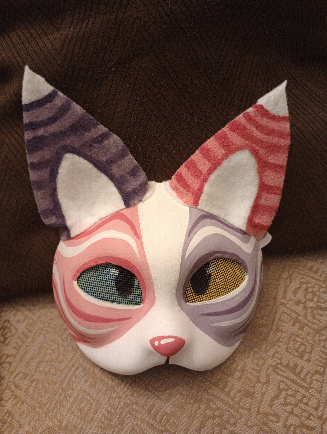 Premade Therian Cat Mask Pink and Purple - Etsy