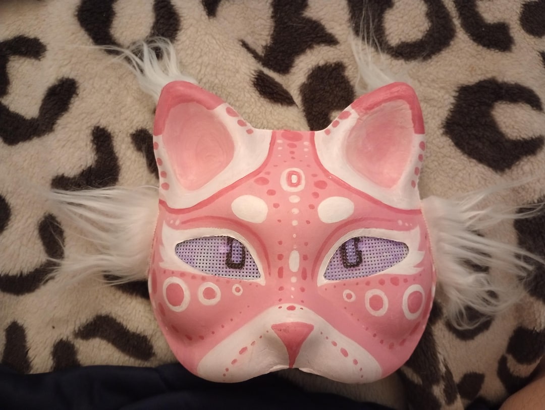 Pink and White Ethereal Cat Therian Mask - Etsy