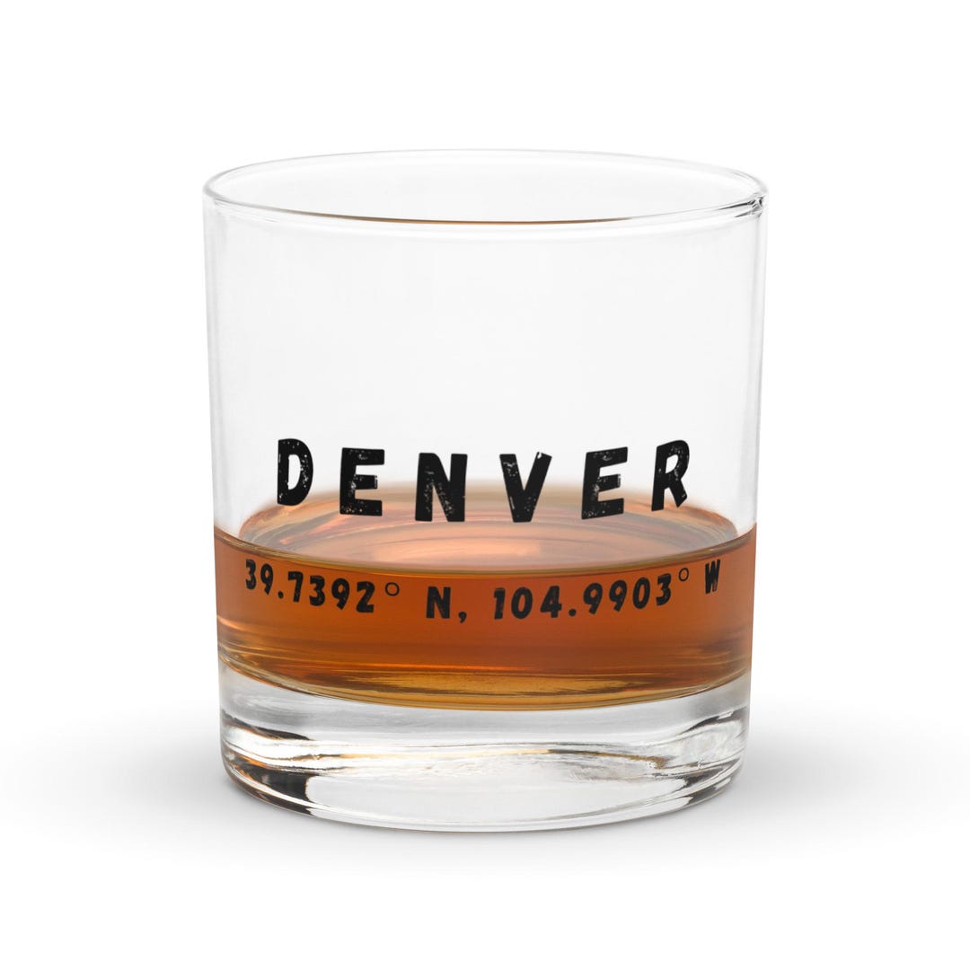 Denver Skyline Whiskey Glass, Colorado Souvenir, Etched Whiskey Tumbler ...