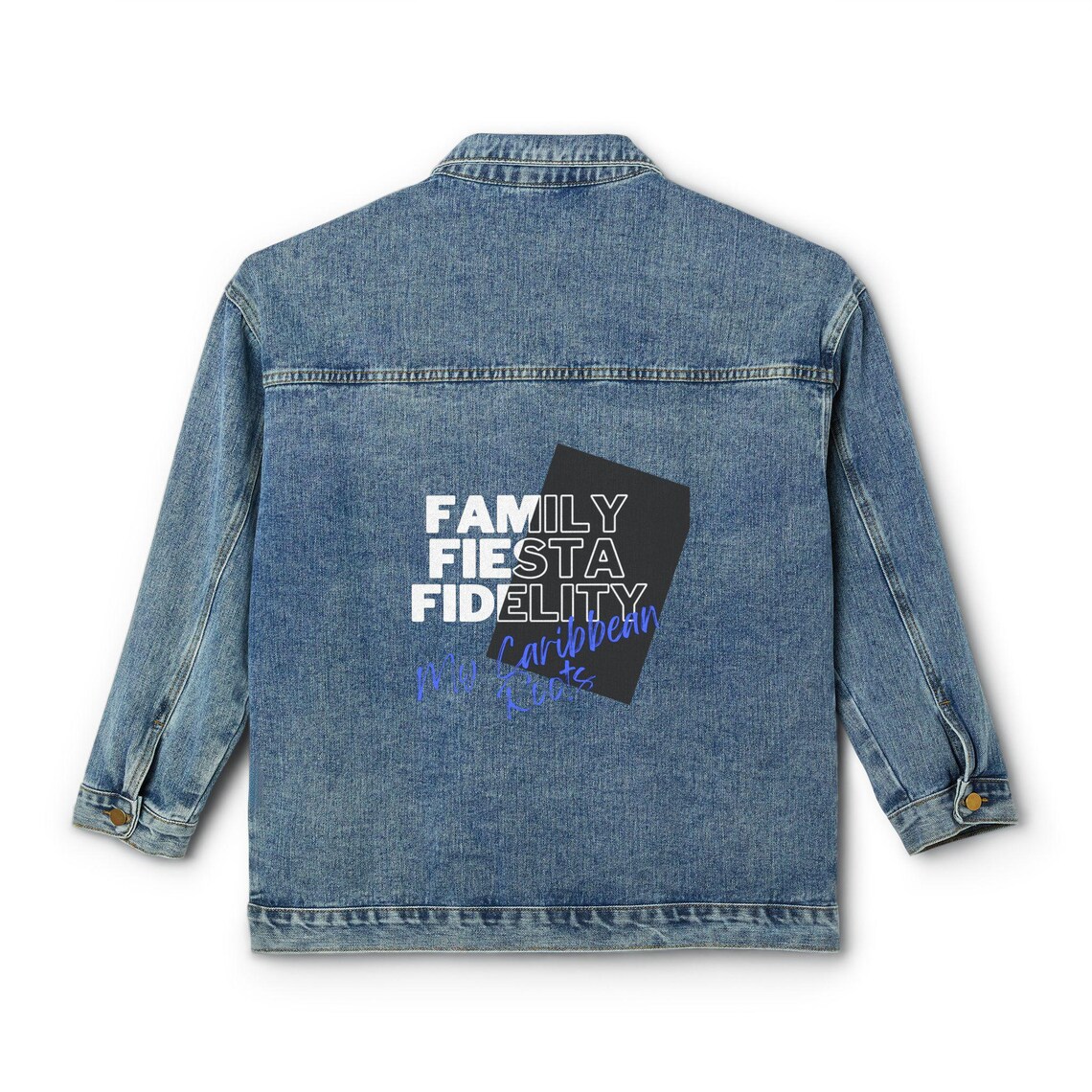 Family Fiesta Fidelity: My Caribbean Roots Women's Denim Jacket - Etsy