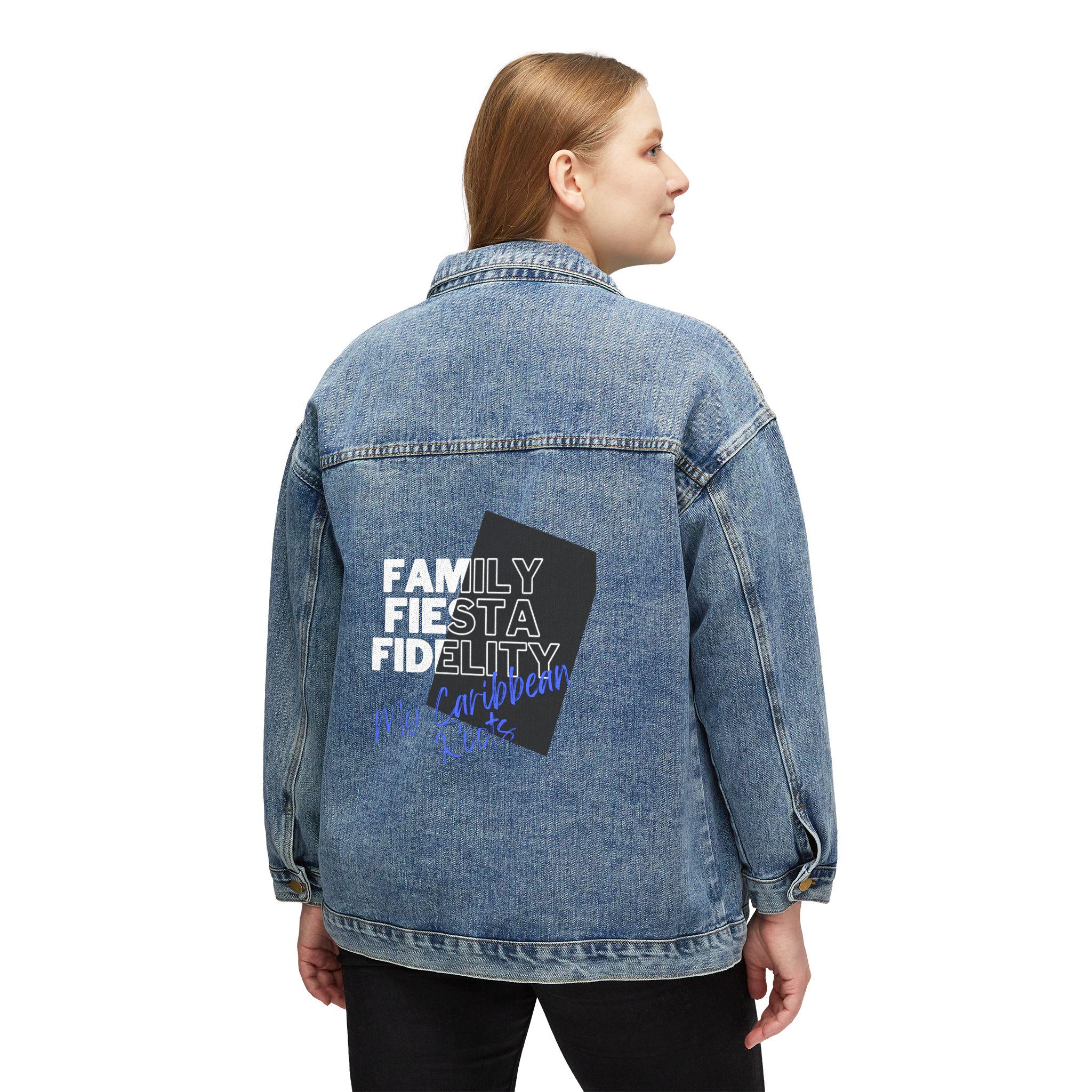 Family Fiesta Fidelity: My Caribbean Roots Women's Denim Jacket - Etsy