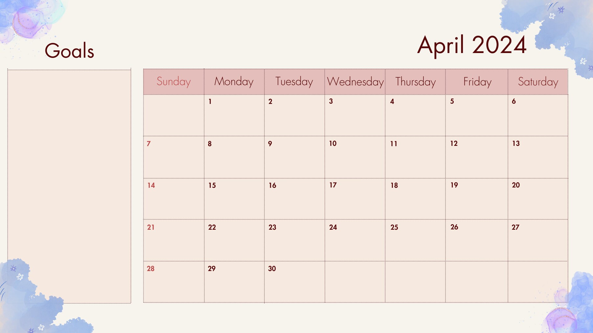 Printable April Calendar 2024 PDF Landscape - Etsy