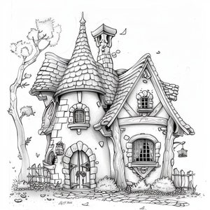 35 Printable Coloring Pages of Fantasy Houses, Coloring Pages for ...