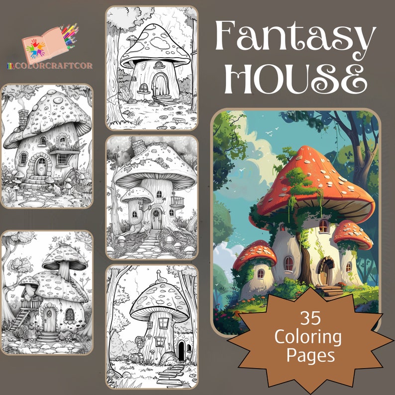 BUNDLE 175 Printable Fantasy House Coloring Pages, Adult Coloring Pages ...